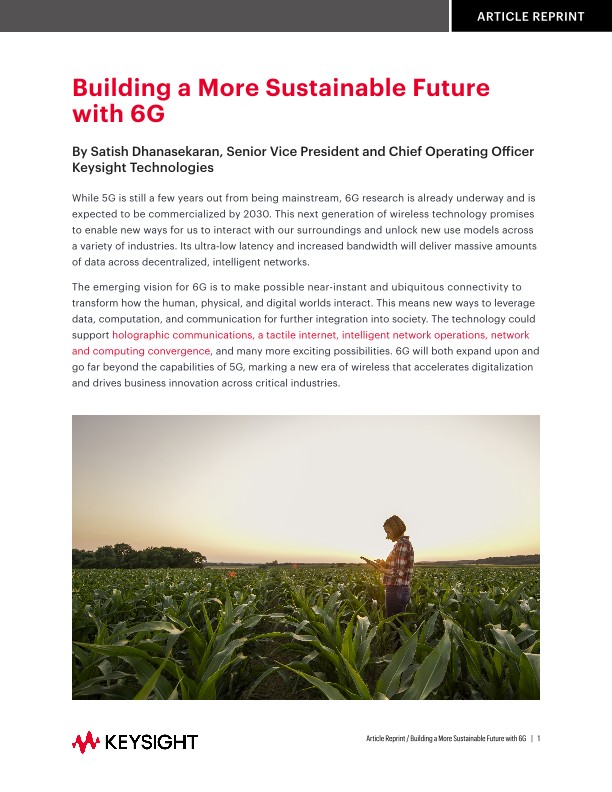 Building a More Sustainable Future with 6G PDF Asset Page | Keysight